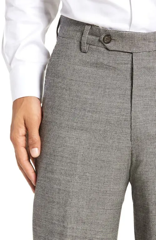 Berle Touch Finish Plaid Houndstooth Classic Fit Trousers - Black/white