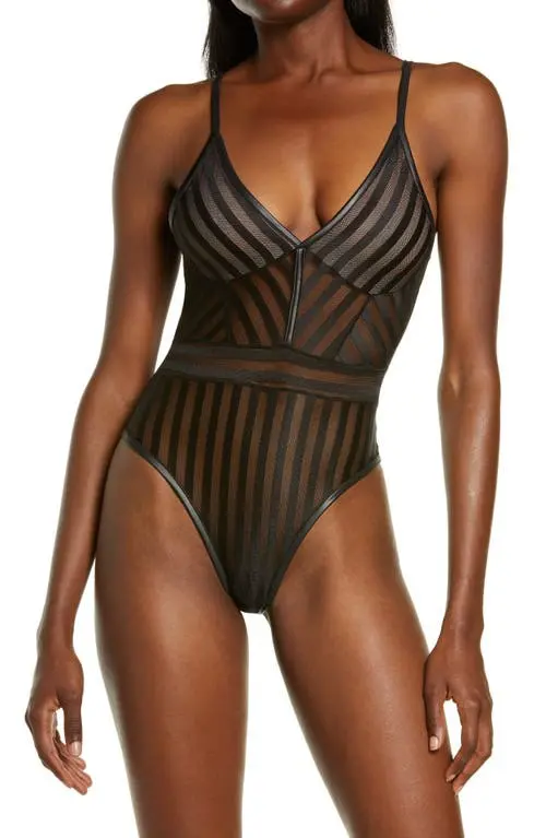 MAPALE Stripe Mesh Bodysuit
