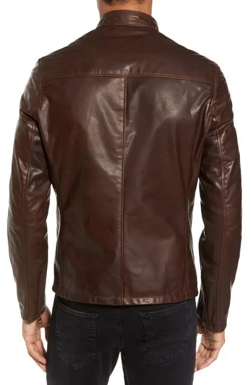 SCHOTT Café Racer Leather Jacket - Brown