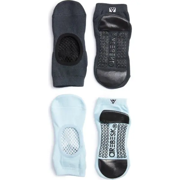 AREBESK Phish Net No-slip Socks 2 Pack - Charcoal/light Blue