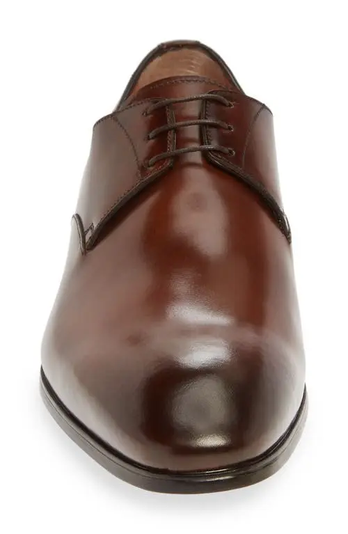 Santoni Induct Plain Toe Derby - Brown