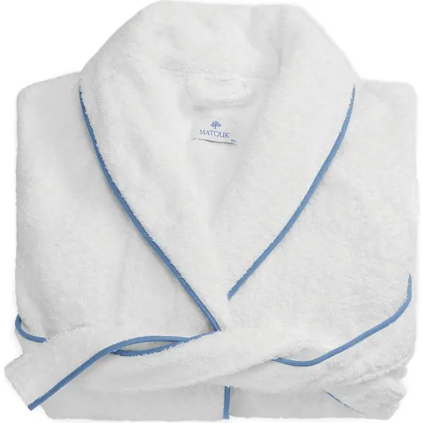MATOUK Cairo Terry Robe - White/azure