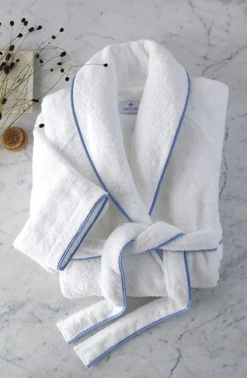 MATOUK Cairo Terry Robe - White/azure