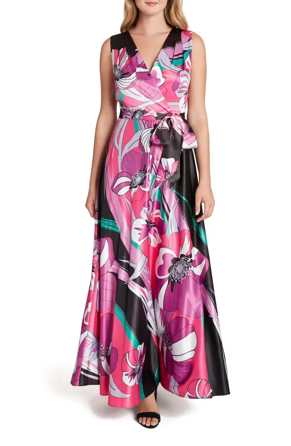 chinese dress ladies Tahari ASL Women's Sleeveless Cotton Poplin Tiered Ruffle Maxi Dress,  Azalea Pink, 4 at Amazon Women's Clothing store
