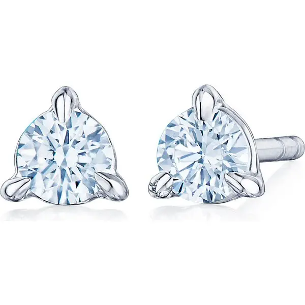Kwiat Round Brilliant Cut Diamond Stud Earrings - Platinum