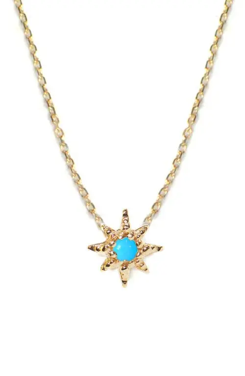 Anzie Starburst Turquoise Pendant Necklace - Gold