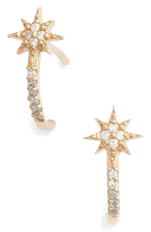Anzie Diamond And Star Huggie Earrings - Gold