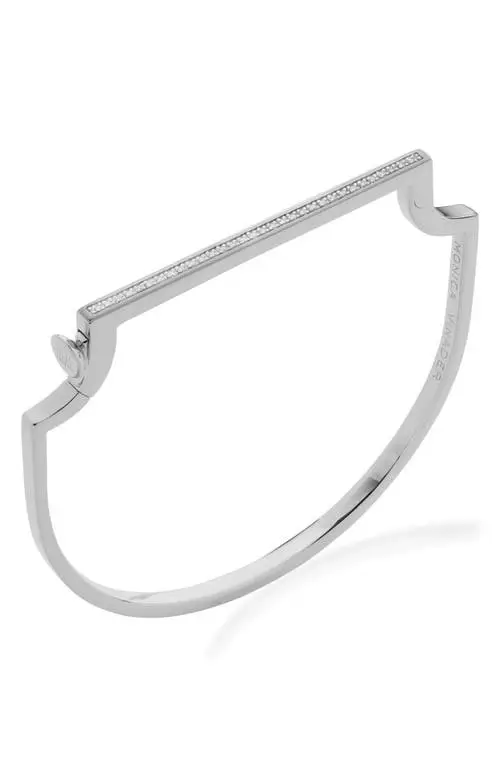 Monica Vinader Signature Skinny Diamond Bangle - Silver
