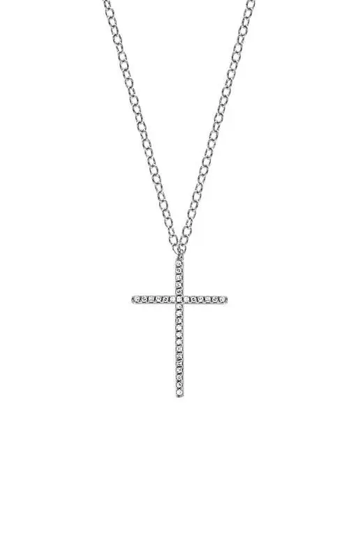 Ef Collection Diamond Cross Pendant Necklace - White Gold/ Diamond