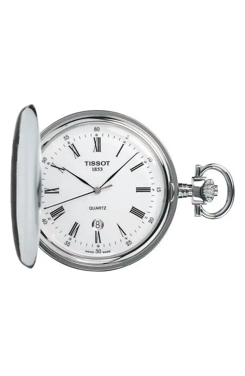 TISSOT Savonnette Pocket Watch - Silver/ White