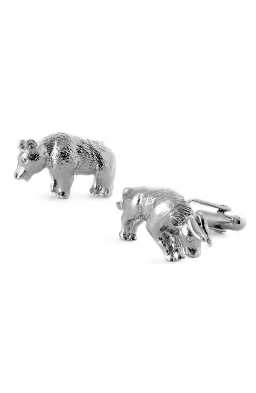 David Donahue Bull & Bear' Cuff Links - Silver