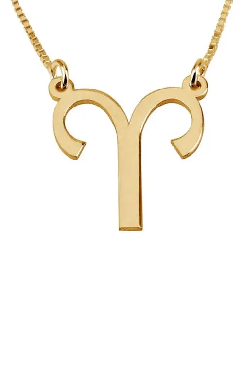 MELANIE MARIE Zodiac Pendant Necklace - Gold Plated - Aries