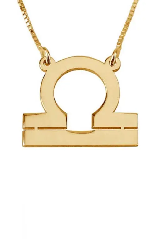 MELANIE MARIE Zodiac Pendant Necklace - Gold Plated - Libra