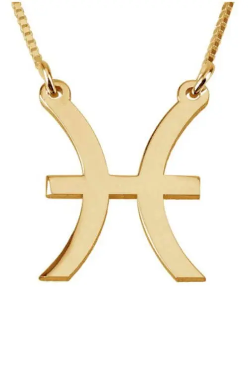 MELANIE MARIE Zodiac Pendant Necklace - Gold Plated - Pisces