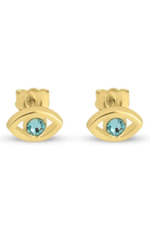 MELANIE MARIE Evil Eye Birthstone Stud Earrings - Gold Plated
