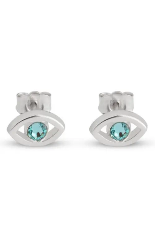 MELANIE MARIE Evil Eye Birthstone Stud Earrings - Sterling Silver
