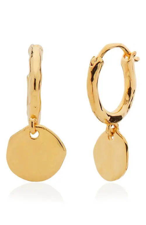 Monica Vinader Siren Muse Mini Coin Drop Huggie Hoop Earrings - Yellow Gold