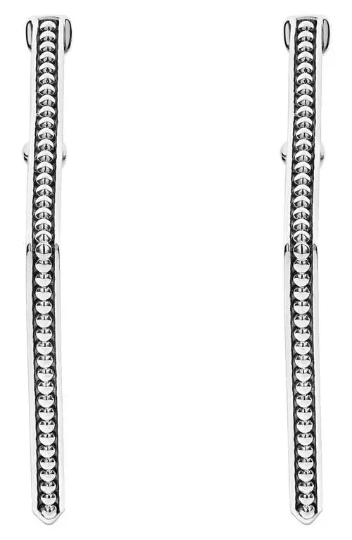 Lagos Square Caviar Hoop Earrings - Silver