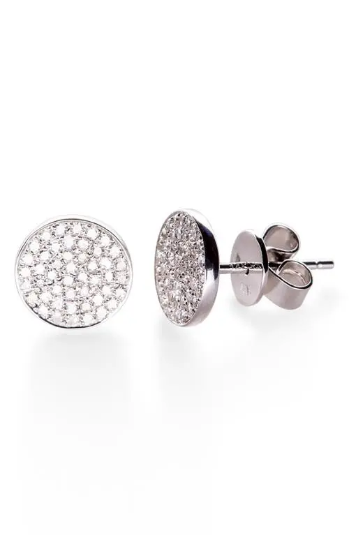Ef Collection Diamond Disc Stud Earrings - White Gold/diamond