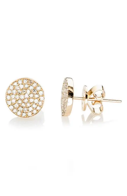 Ef Collection Diamond Disc Stud Earrings - Yellow Gold