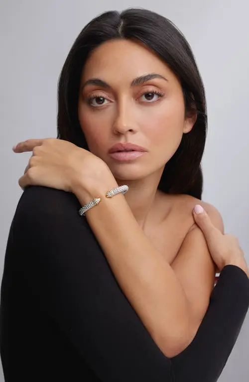 Lagos Signature Caviar Hinged Cuff Bracelet