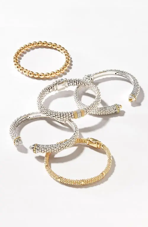 Lagos Signature Caviar Hinged Cuff Bracelet