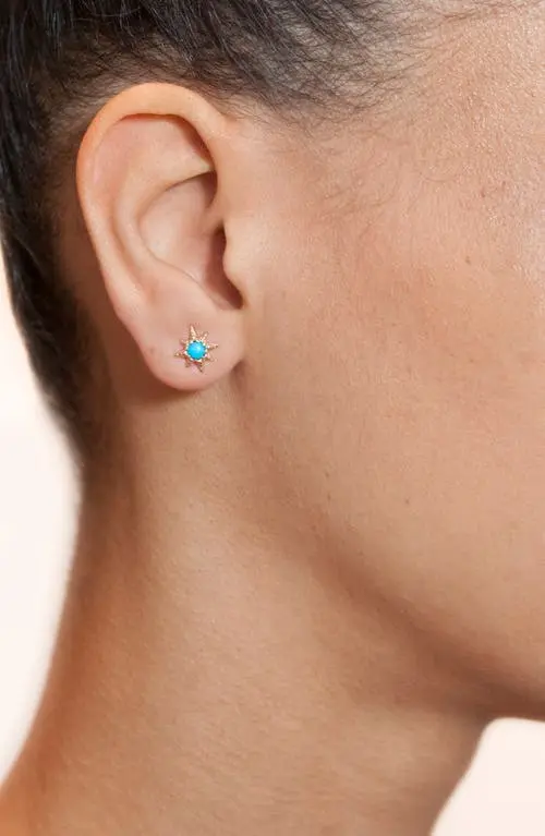 Anzie Micro Starburst Turquoise Stud Earrings - Gold