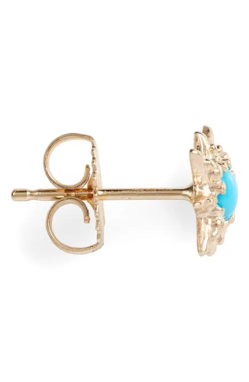 Anzie Micro Starburst Turquoise Stud Earrings - Gold