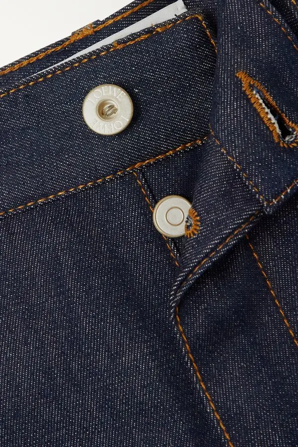 Loewe Leather-trimmed Denim Shorts