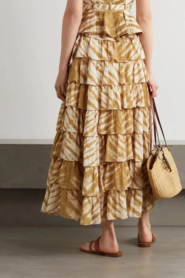 Ulla Johnson Margot Ruffled Tiered Tie-dyed Cotton Skirt