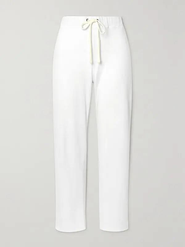 JAMES PERSE Cropped Supima Cotton-terry Track Pants - White