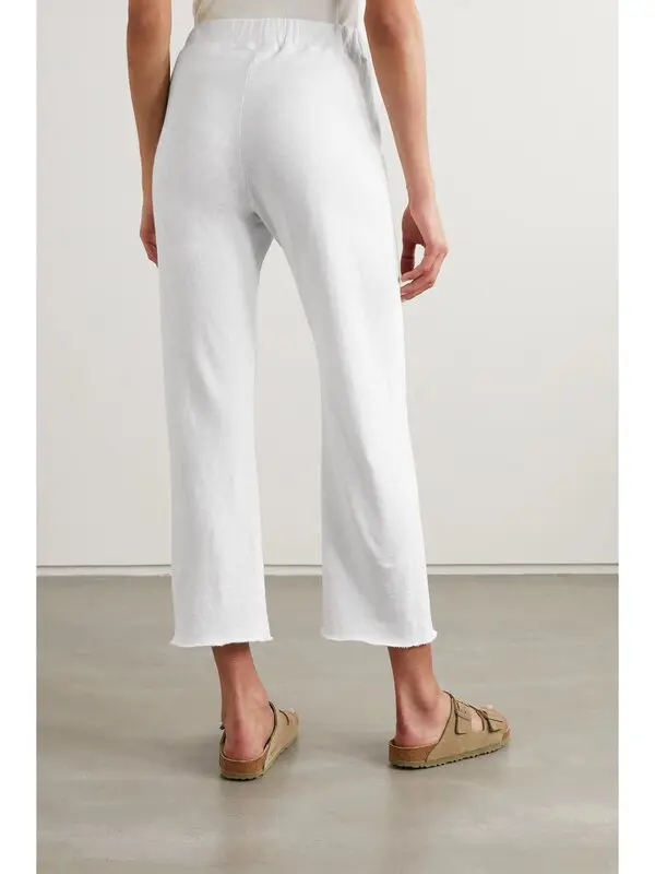 JAMES PERSE Cropped Supima Cotton-terry Track Pants - White