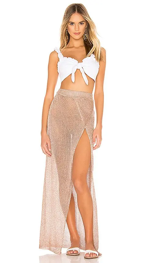 Superdown Keva Metallic Wrap Maxi Skirt - Bronze