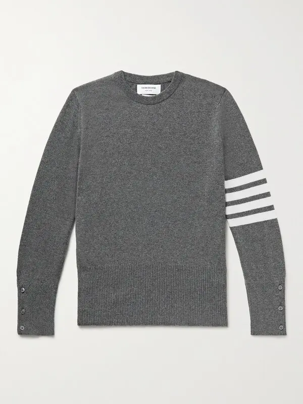 Thom Browne Slim-fit Striped Cashmere Sweater - Gray