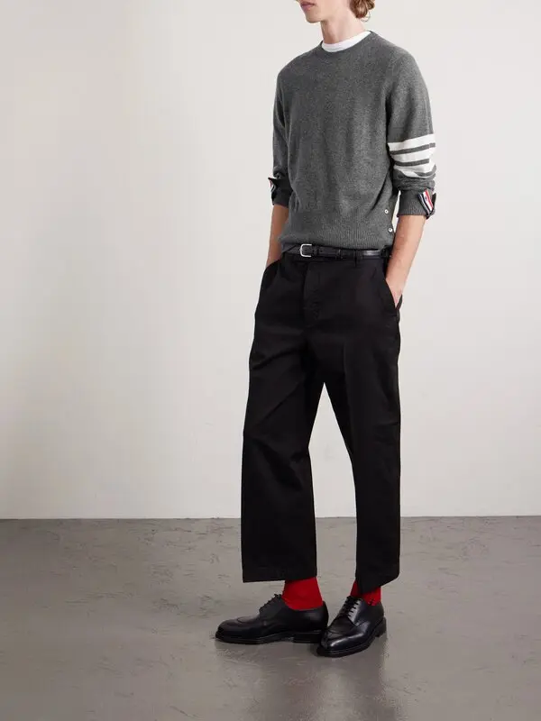 Thom Browne Slim-fit Striped Cashmere Sweater - Gray