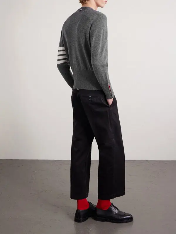 Thom Browne Slim-fit Striped Cashmere Sweater - Gray