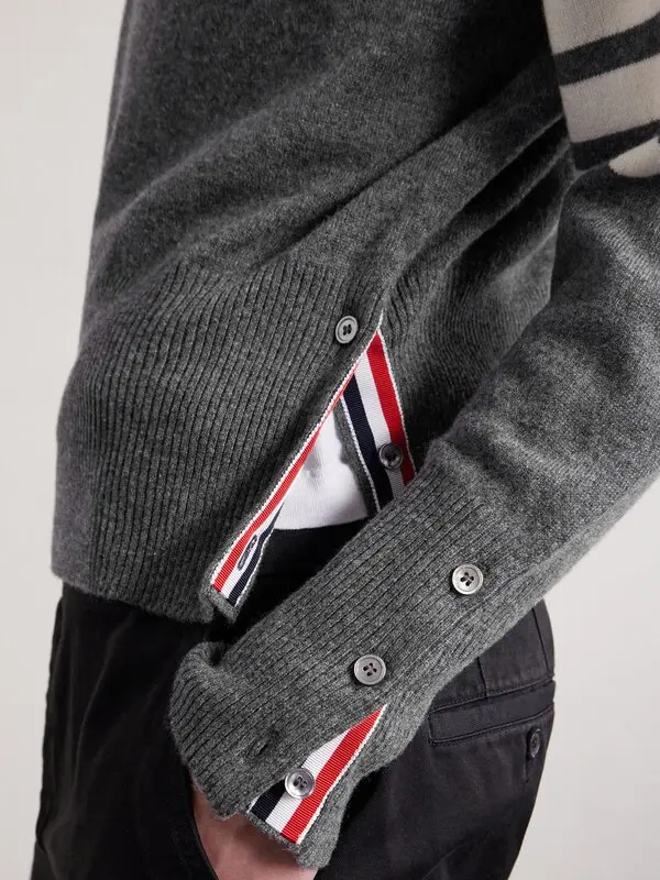 Thom Browne Slim-fit Striped Cashmere Sweater - Gray