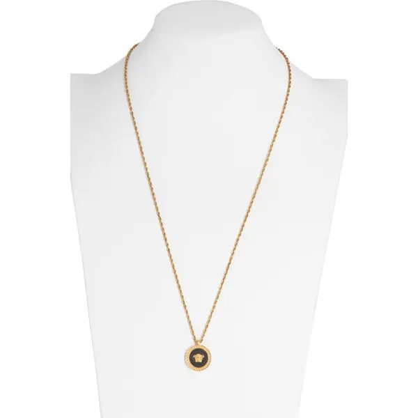 Versace Medusa Head Pendant Necklace - Gold/black
