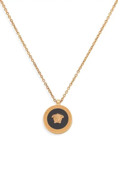 Versace Medusa Head Pendant Necklace - Gold/black