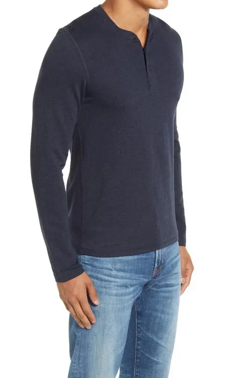 Billy Reid Herringbone Terry Long Sleeve Henley T-shirt