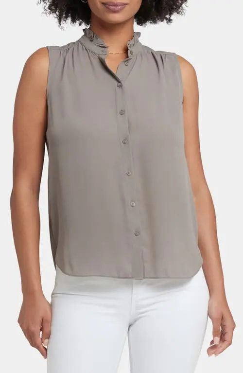 NYDJ Print Ruffle Neck Sleeveless Top - Saddlewood