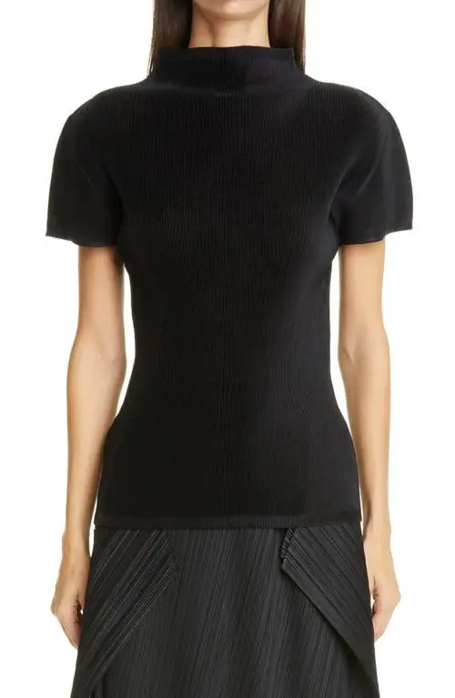 Issey Miyake Mist Basics Funnel Neck Top - Black