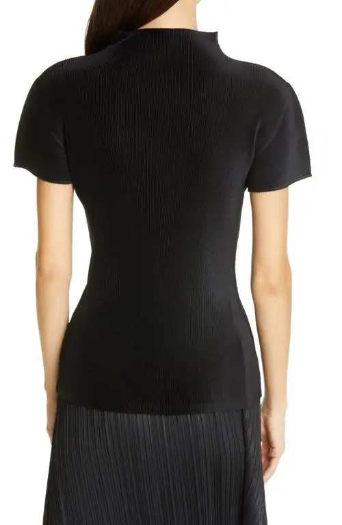 Issey Miyake Mist Basics Funnel Neck Top - Black