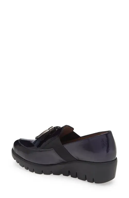 WONDERS Loafer Wedge - Lack Noche/wash Plomo