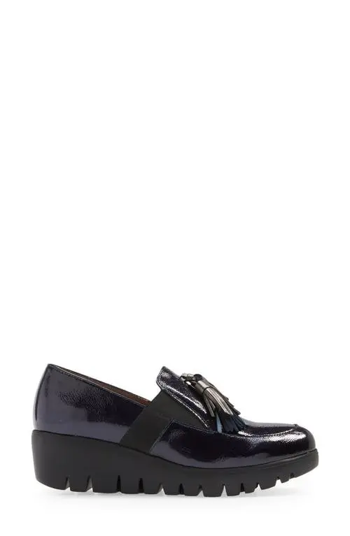 WONDERS Loafer Wedge - Lack Noche/wash Plomo