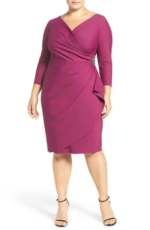 Alex Evenings Embellished Ruched Sheath Cocktail Dress - Passion