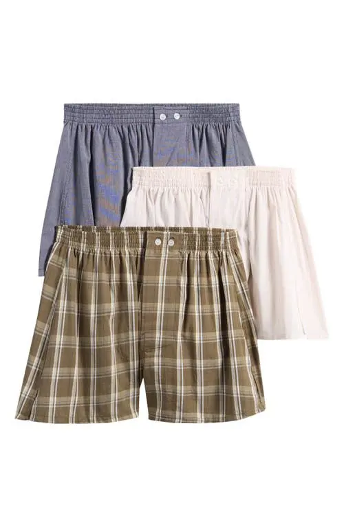 Nordstrom 3-pack Classic Fit Boxers - Olive Utility Plaid Multi