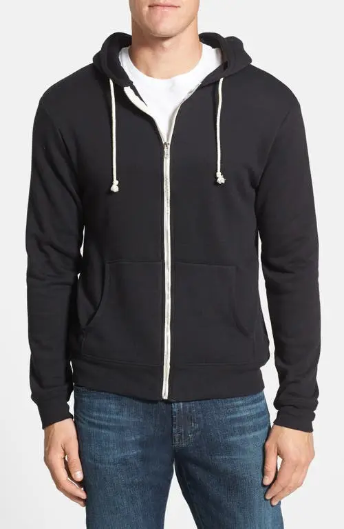 THREADS 4 THOUGHT Trim Fit Heathered Fleece Zip Hoodie - Black