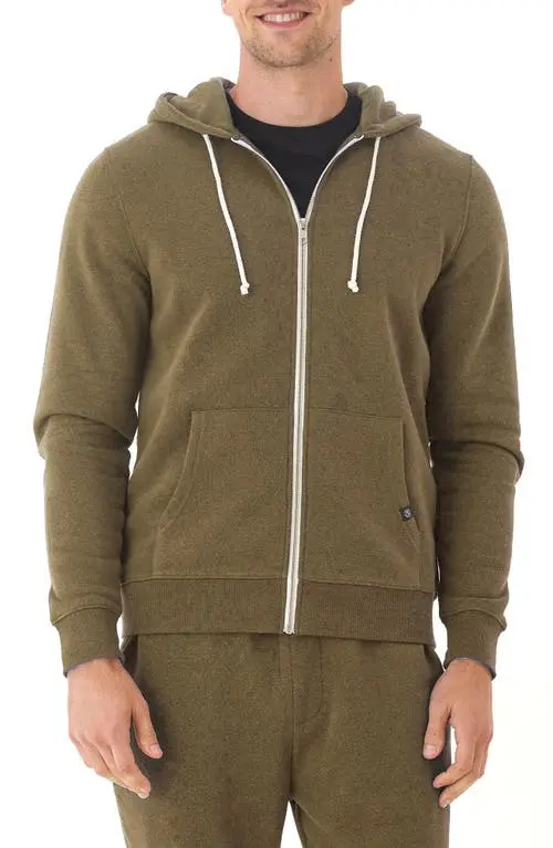 THREADS 4 THOUGHT Trim Fit Heathered Fleece Zip Hoodie - Kelp