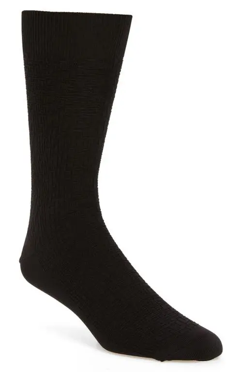 Cole Haan Distorted Texture Crew Socks - Black
